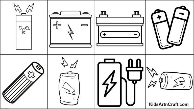 Battery Coloring Pages For Kids – Free Printable - Kids Art & Craft