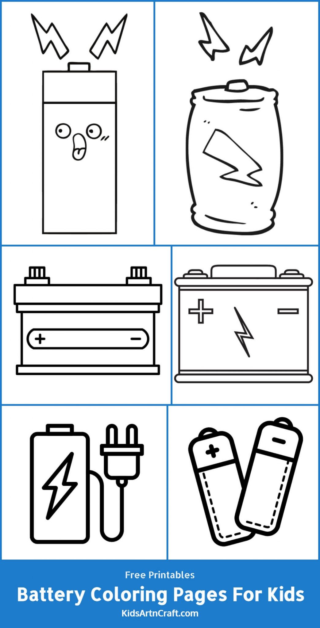 Battery Coloring Pages For Kids - Free Printable - Kids Art & Craft