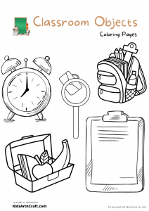 Classroom Objects Coloring Pages For Kids – Free Printables - Kids Art ...