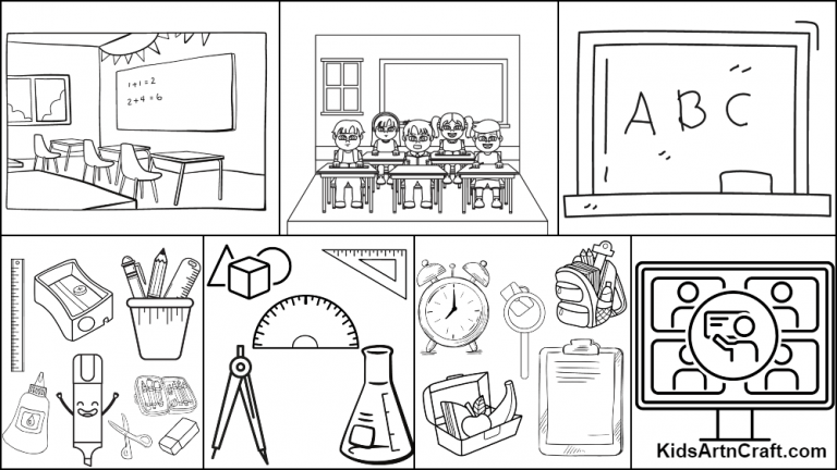 Classroom Objects Coloring Pages For Kids – Free Printables - Kids Art ...