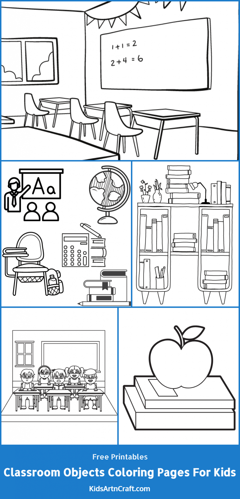 Classroom Objects Coloring Pages For Kids – Free Printables - Kids Art ...