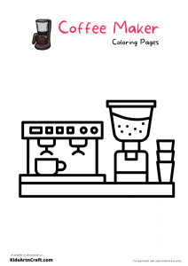 Coffee Maker Coloring Pages For Kids-Free Printable - Kids Art & Craft