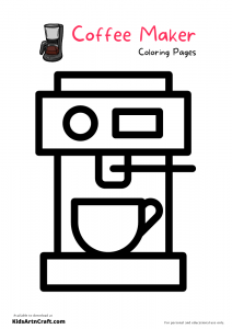Coffee Maker Coloring Pages For Kids-Free Printable - Kids Art & Craft