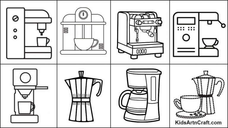 Coffee Maker Coloring Pages For Kids-Free Printable - Kids Art & Craft