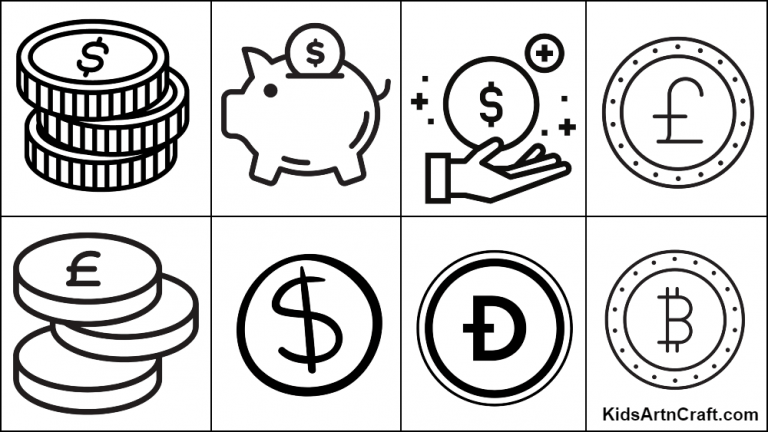Coin Coloring Pages For Kids – Free Printable - Kids Art & Craft
