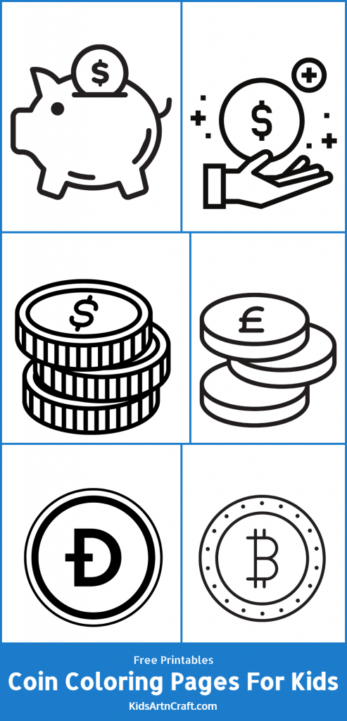 Coin Coloring Pages For Kids - Free Printable - Kids Art & Craft