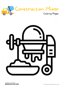 Construction Mixer Coloring Pages For Kids – Free Printables - Kids Art ...