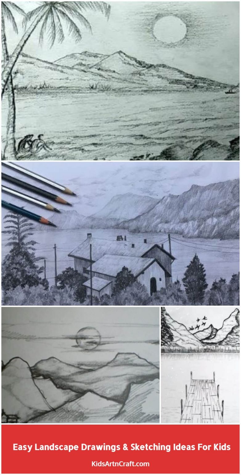 Easy Landscape Drawings & Sketching Ideas for Kids - Kids Art & Craft