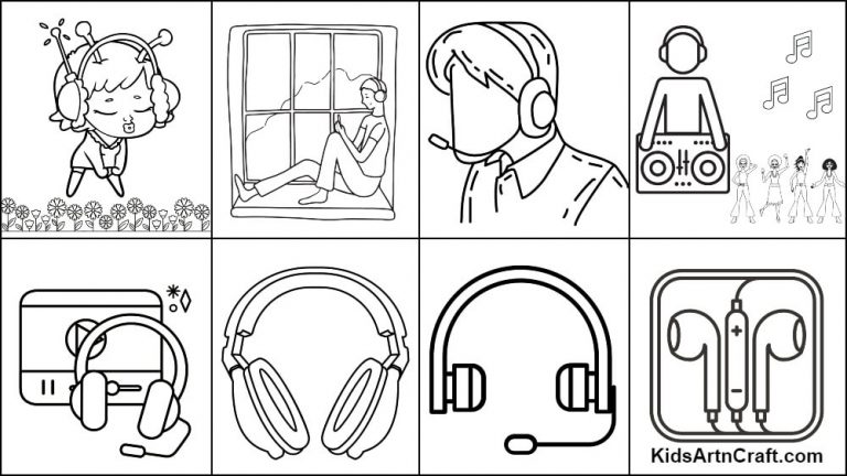 Headphone Coloring Pages For Kids-Free Printable - Kids Art & Craft