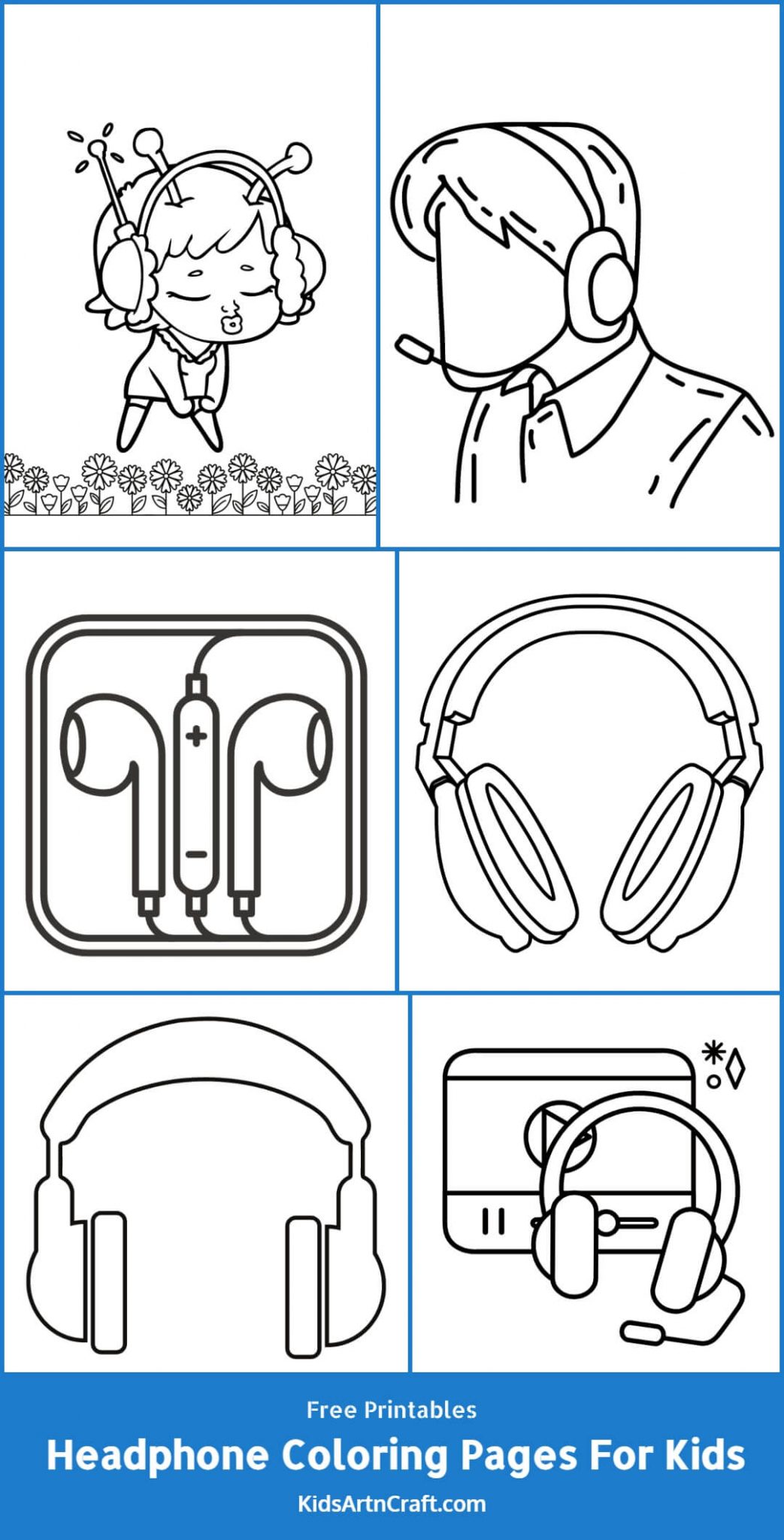 Headphone Coloring Pages For Kids-Free Printable - Kids Art & Craft