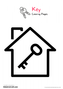 Key Coloring Pages For Kids-Free Printable - Kids Art & Craft