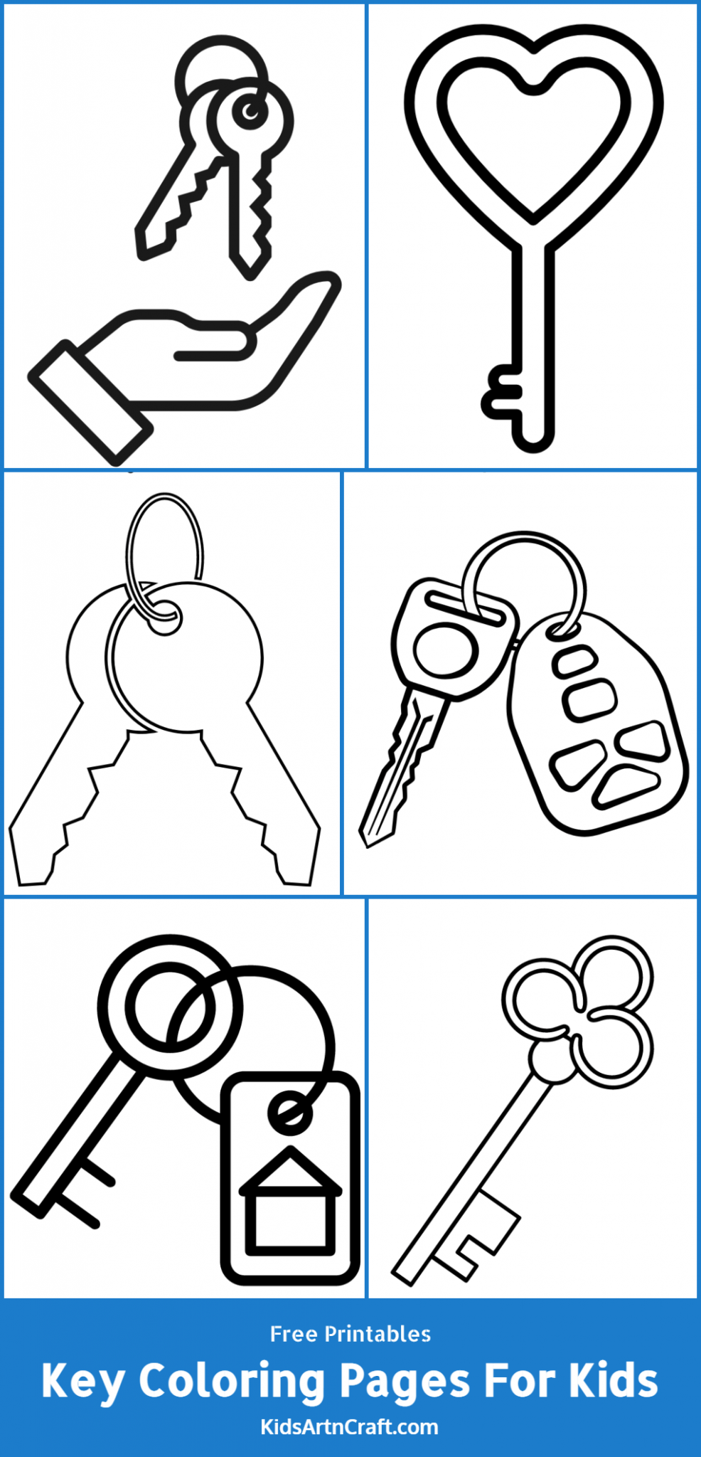 Key Coloring Pages For Kids-Free Printable - Kids Art & Craft