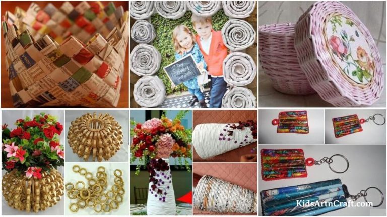 Newspaper Crafts – Step by Step Image Tutorials - Kids Art & Craft