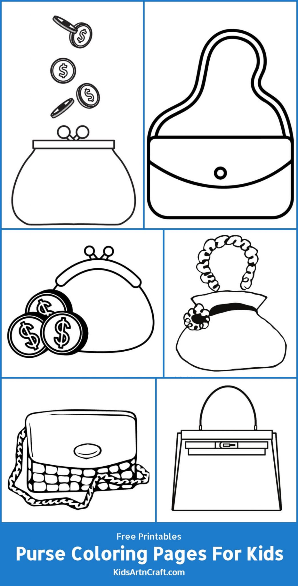 Purse Coloring Pages For Kids - Free Printable - Kids Art & Craft