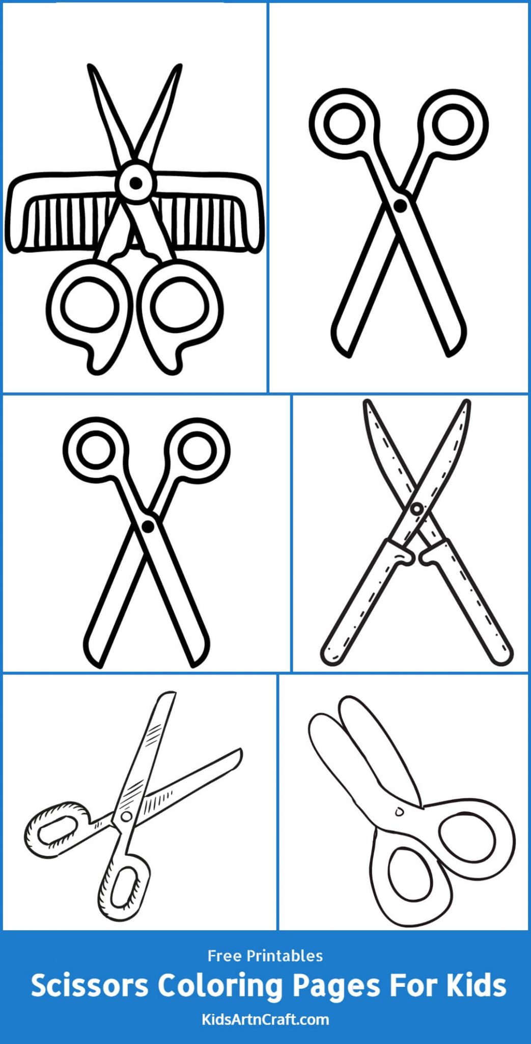 Scissors Coloring Pages For Kids - Free Printable - Kids Art & Craft
