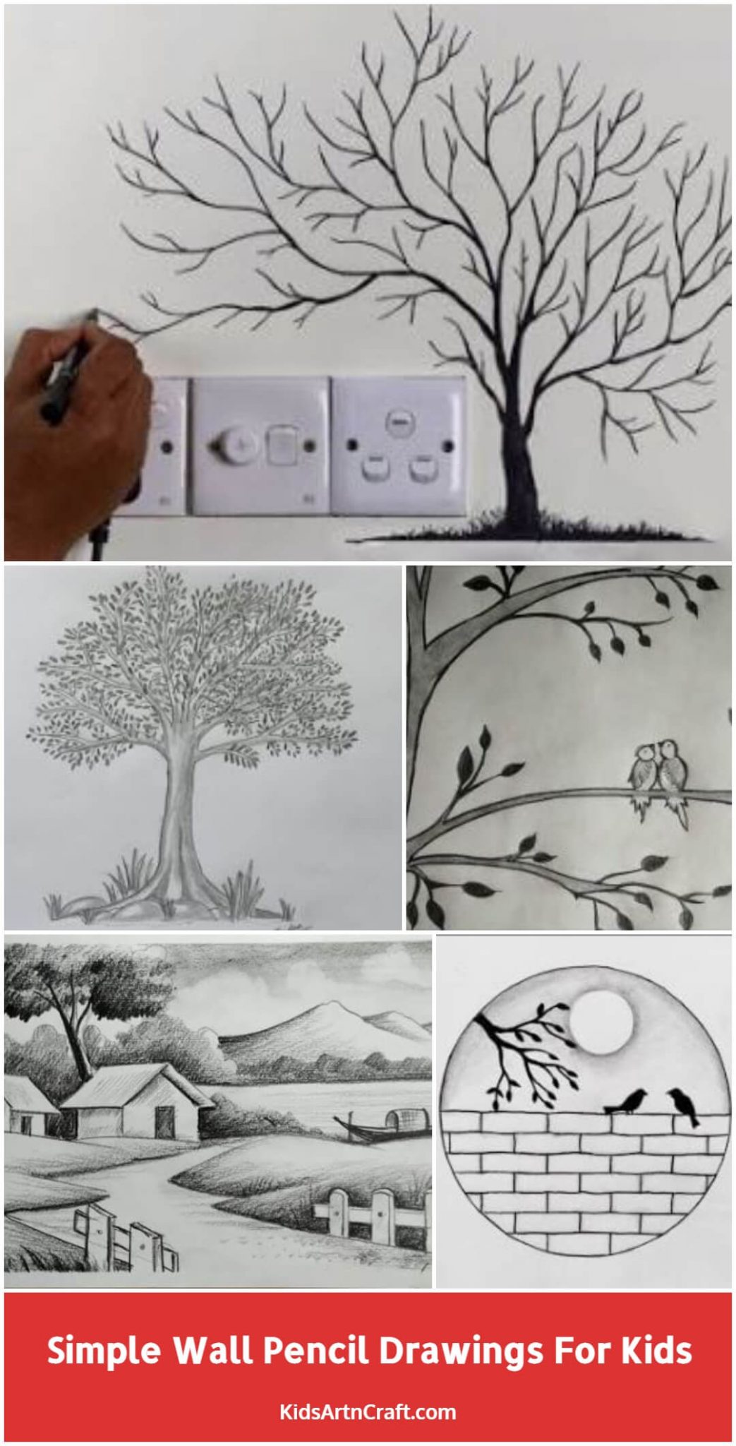 Simple Wall Pencil Drawings For Kids - Kids Art & Craft