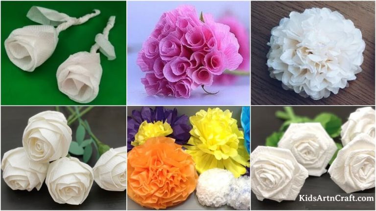 Tissue Paper Origami Flower Ideas - Kids Art & Craft