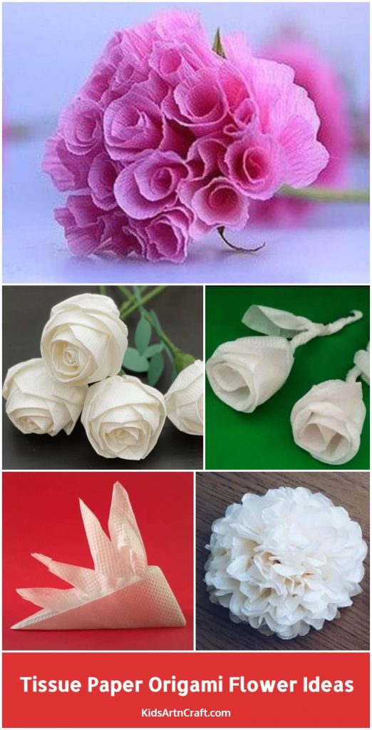 Tissue Paper Origami Flower Ideas - Kids Art & Craft