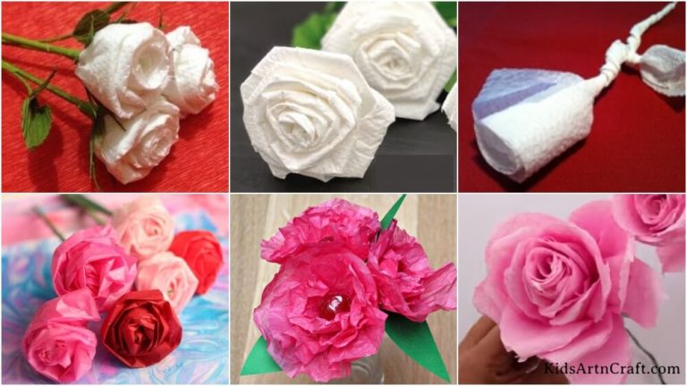 Tissue Paper Rose Craft Ideas - Kids Art & Craft