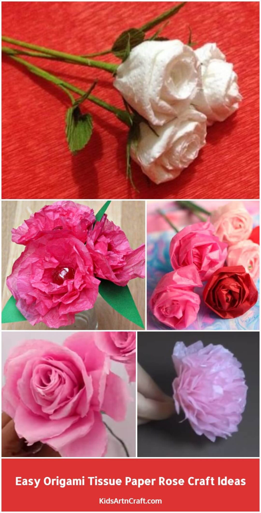 Tissue Paper Rose Craft Ideas - Kids Art & Craft