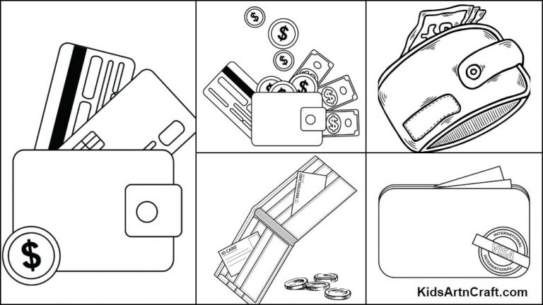 Wallet Coloring Pages For Kids – Free Printable - Kids Art & Craft