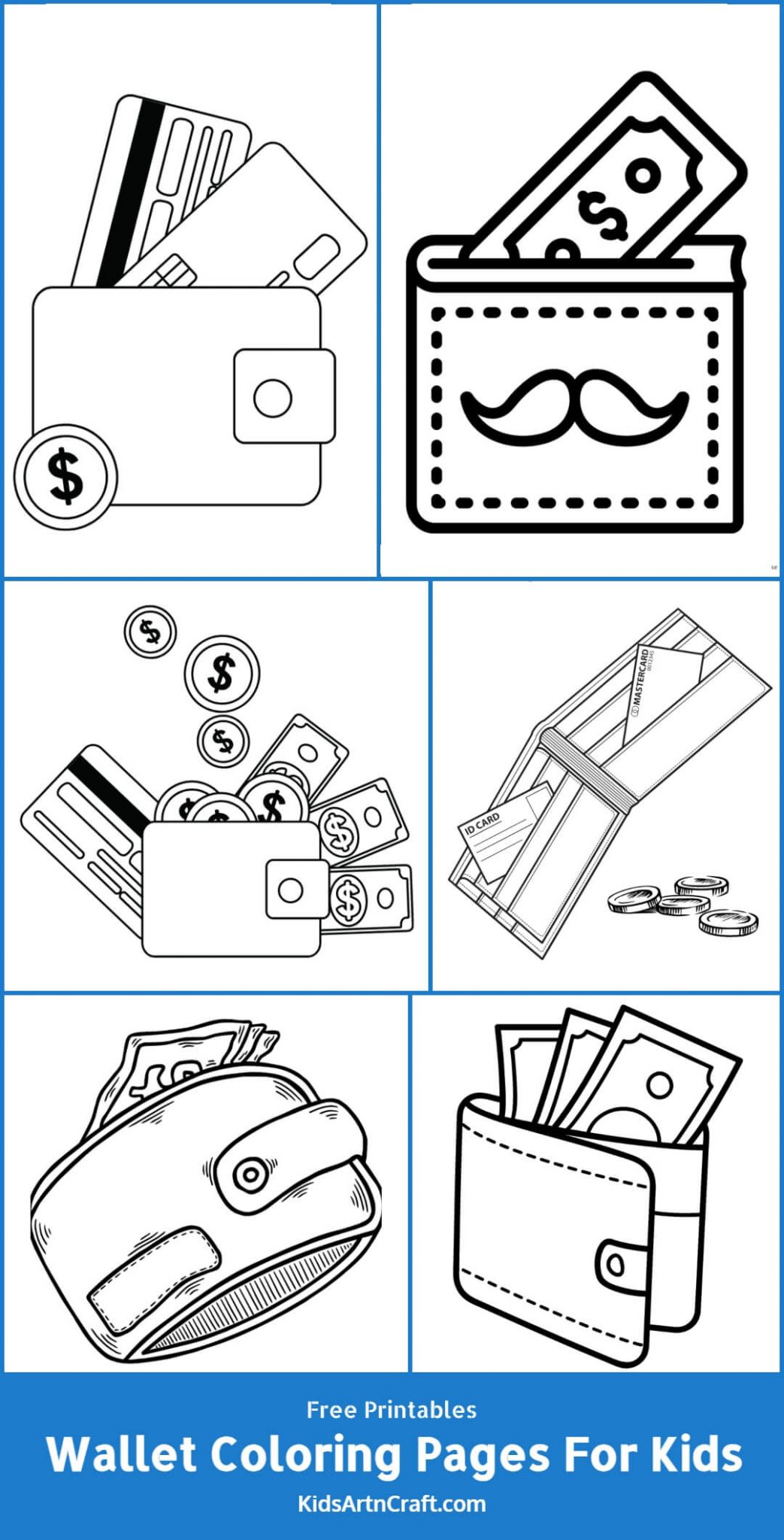 Wallet Coloring Pages For Kids - Free Printable - Kids Art & Craft