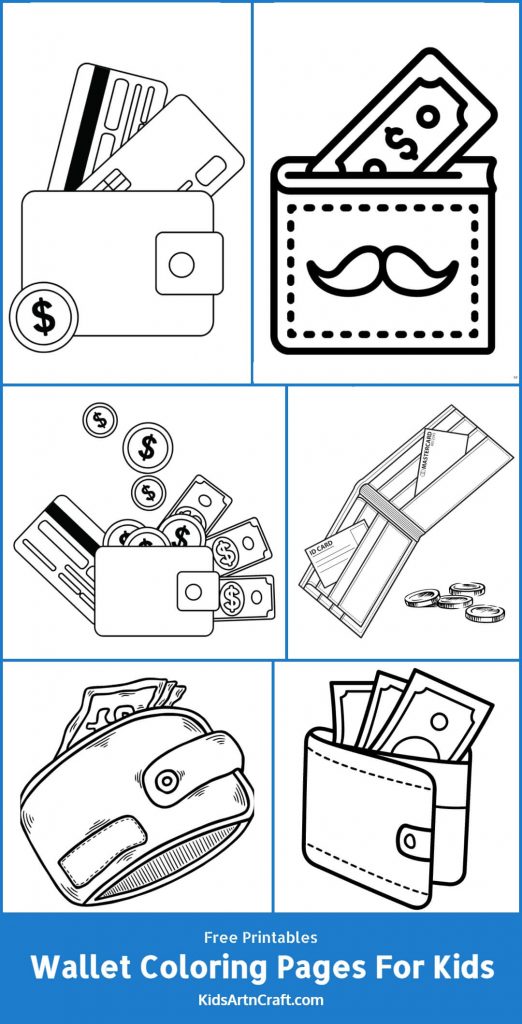 Wallet Coloring Pages For Kids - Free Printable - Kids Art & Craft