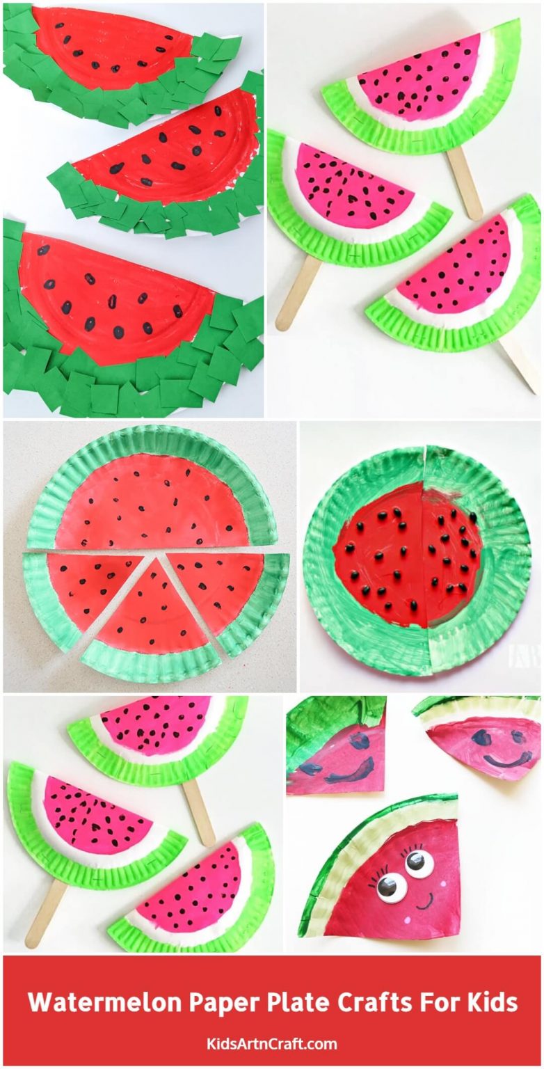 Watermelon Paper Plate Crafts for Kids - Kids Art & Craft