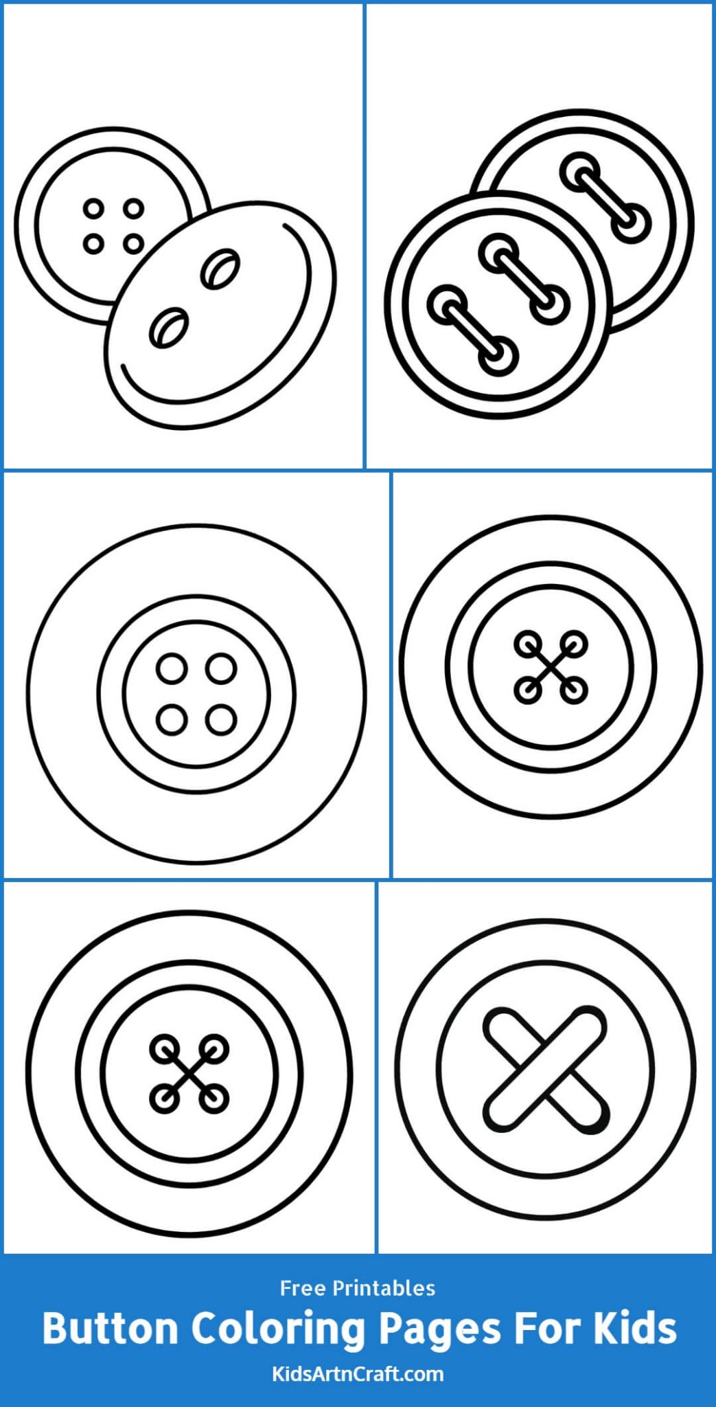Button Coloring Pages For Kids-Free Printable - Kids Art & Craft
