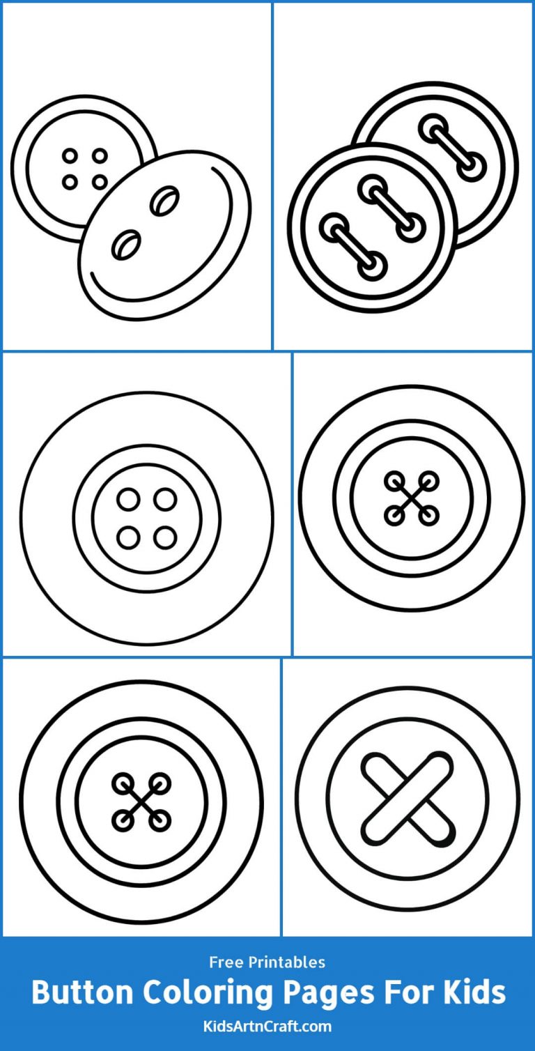 Button Coloring Pages For Kids-Free Printable - Kids Art & Craft