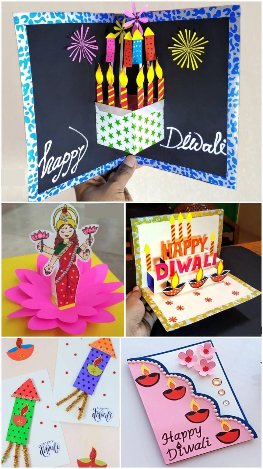 Diwali Greeting Card Ideas - Easy DIYs - Kids Art & Craft