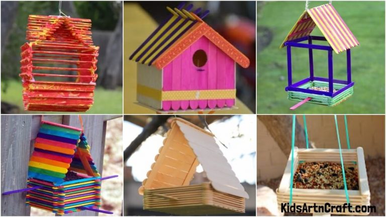 DIY Birdhouse Feeders Craft Using Popsicle Sticks - Kids Art & Craft