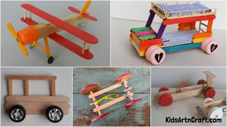 DIY Popsicle Stick Toy Car Crafts For Kids - Kids Art & Craft