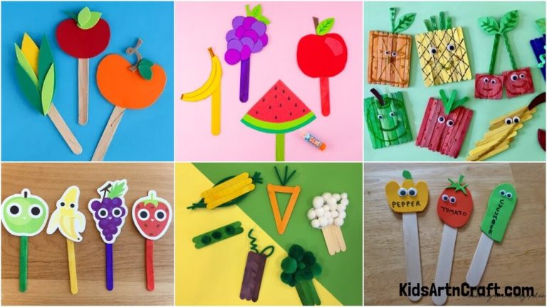 Easy Fruit & Vegetables Popsicle Stick Crafts For Kids - Kids Art & Craft