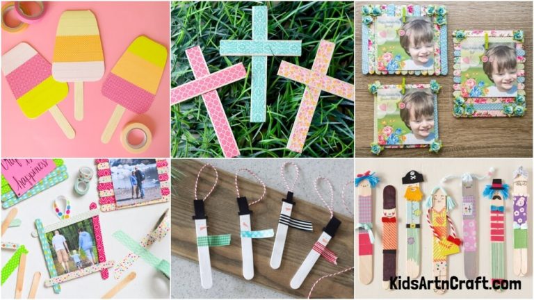 Easy Washi Tape & Popsicle Stick Crafts For Kids - Kids Art & Craft