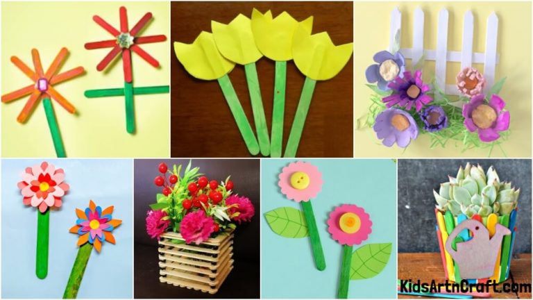 Popsicle Stick Flower Crafts For Kids - Kids Art & Craft