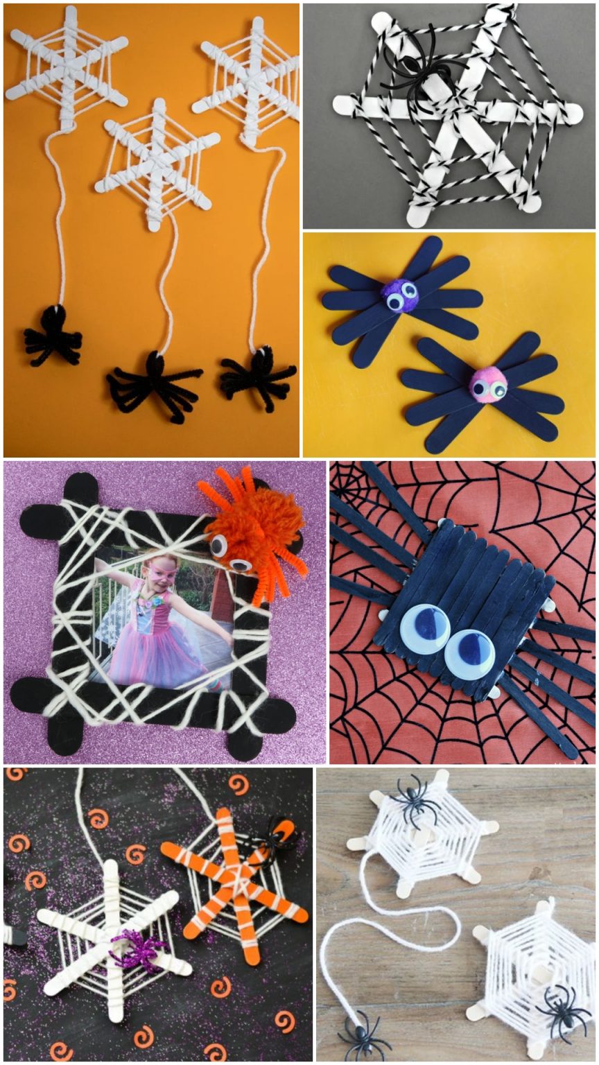 Spider Popsicle Stick Crafts For Halloween - Kids Art & Craft