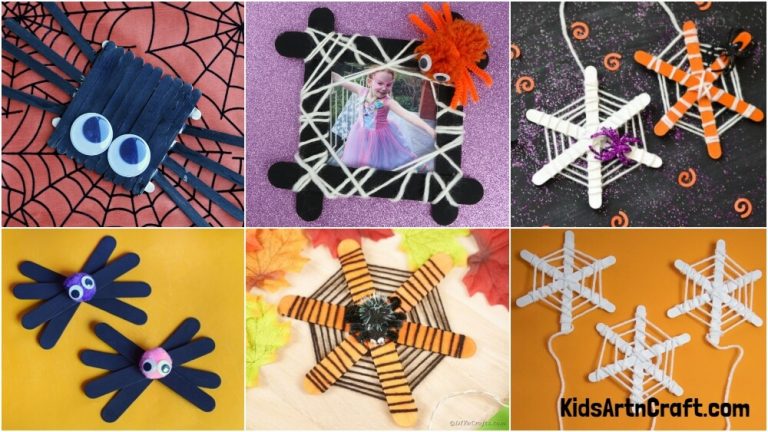 Spider Popsicle Stick Crafts For Halloween - Kids Art & Craft