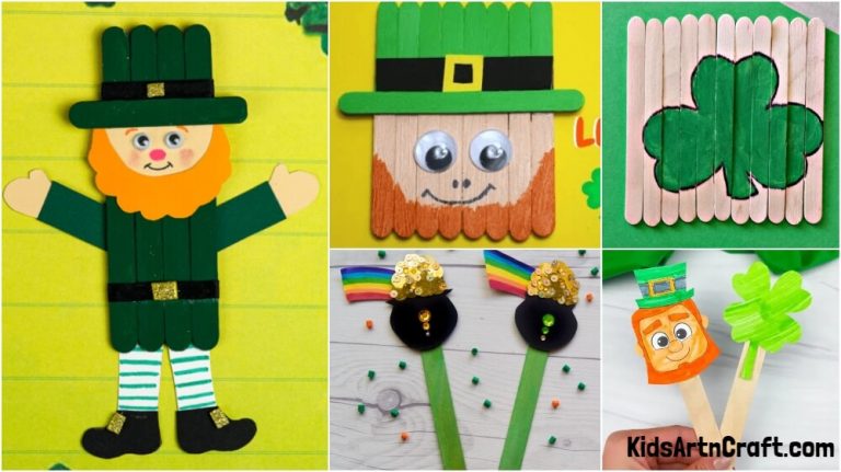 St. Patricks Day Popsicle Stick Crafts For Kids - Kids Art & Craft