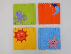 DIY Popsicle Stick Coaster Craft Tutorials - Kids Art & Craft