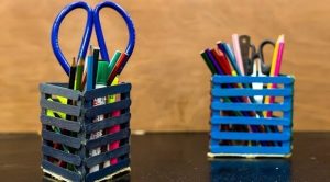 DIY Popsicle Stick Desk Organizer Crafts For Kids - Kids Art & Craft
