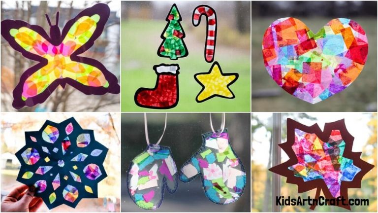Christmas Suncatcher Ideas With Tissue Paper - Kids Art & Craft