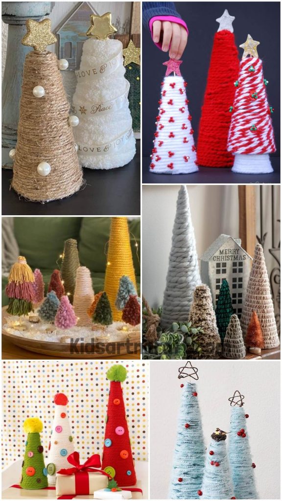 DIY Christmas Yarn Tree Ideas For Kids - Kids Art & Craft