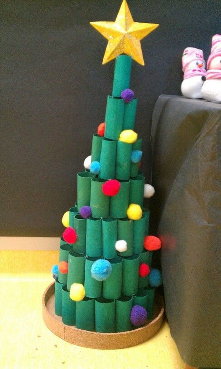 Recycled Toilet Paper Roll Christmas Tree Craft Ideas - Kids Art & Craft