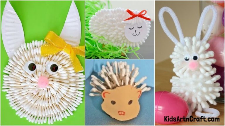 Cotton Bud Animal Crafts for Kids - Kids Art & Craft