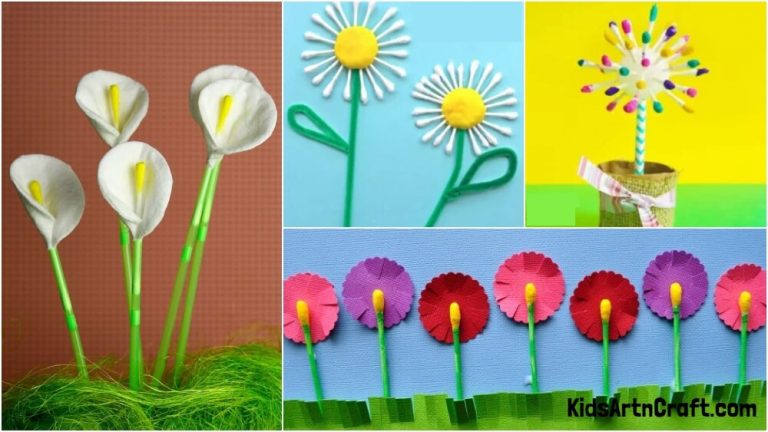 Cotton Bud Flower Crafts - Kids Art & Craft