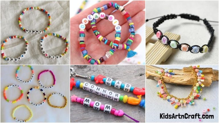 DIY Alphabet Letter Pony Bead Bracelets Crafts - Kids Art & Craft
