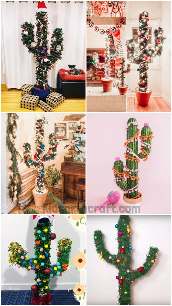 DIY Cactus Christmas Tree Decoration Ideas - Kids Art & Craft