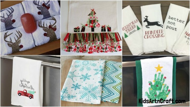 DIY Christmas Hand Towels That Make Great Gifts - Kids Art & Craft