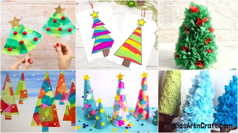 DIY Tissue Paper Christmas Tree Crafts For Kids - Kids Art & Craft